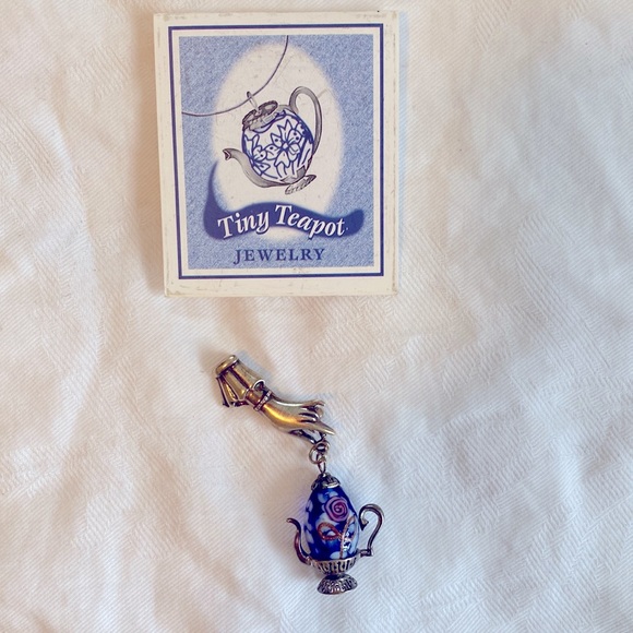 Jewelry | Hand Painted Tiny Teapot Sterling Silver Pin | Poshmark